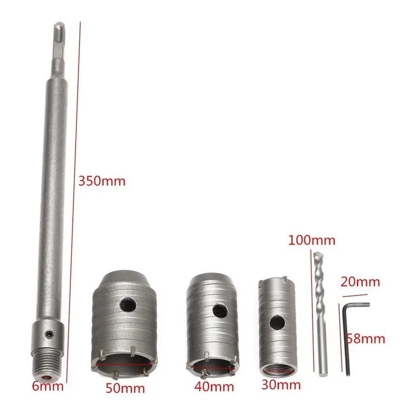 Kit 3 Serra Copo Furar Parede Concreto Laje brocas 30 40 e 50 mm ...