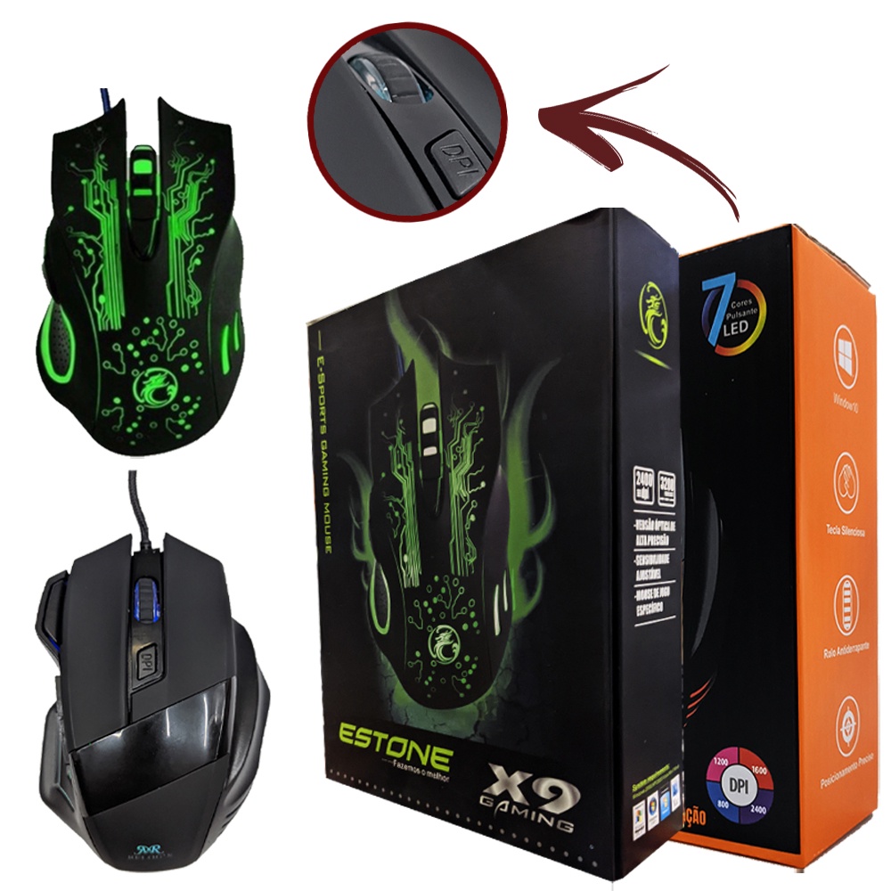 Mouse Gamer 2 Modelos E-Sports Game Com Led RGB 2400Dpi | Shopee Brasil