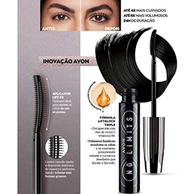 Avon no limits Rímel Máscara para curvatura e alongamento de cílios ...
