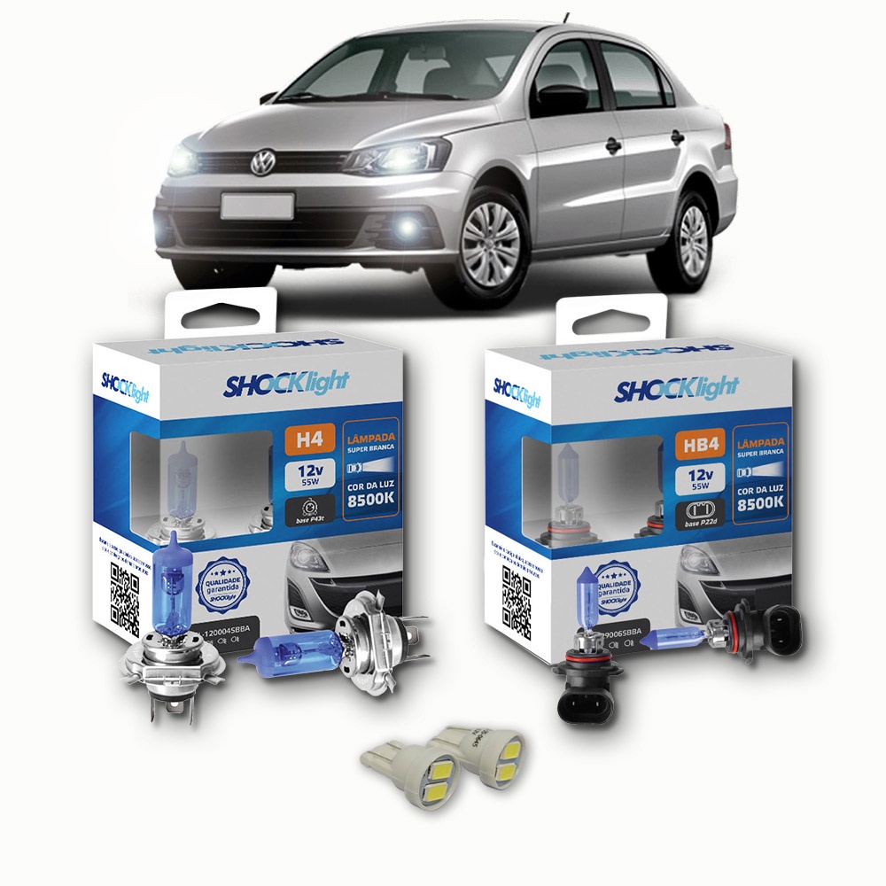 KIT lâmpadas Super brancas 8500K +LED T10 VW voyage G7 2016/2018 H4 ...