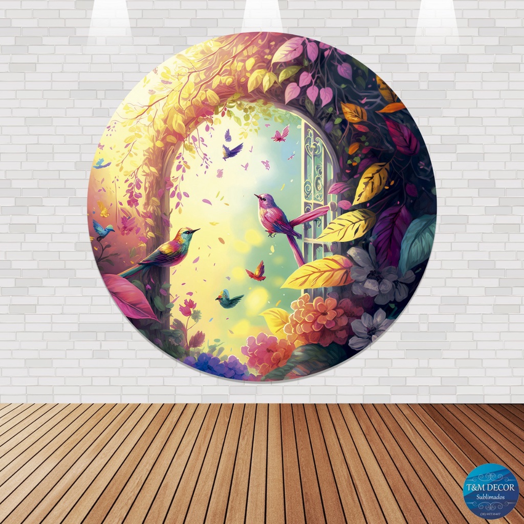Painel de festa em tecido sublimado 1,50m Jardim Secreto Aquarela | Shopee Brasil