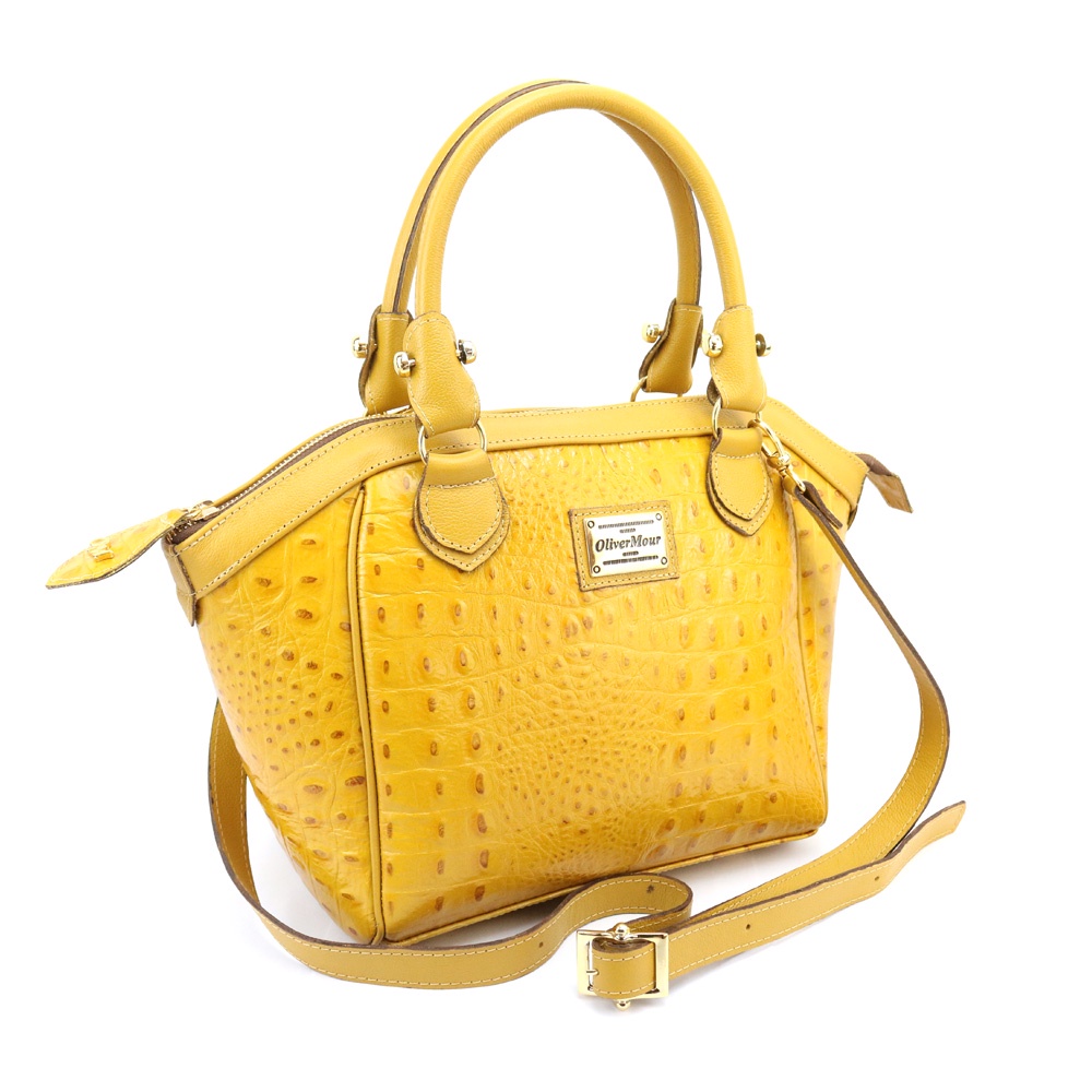 Bolsa Feminina Couro Mostarda Croco Marca Oliver Mour Shopee Brasil