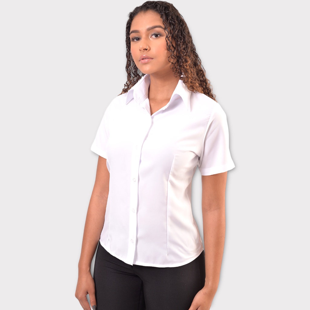 Camisa camisete manga curta feminina para escritório uniforme social ...