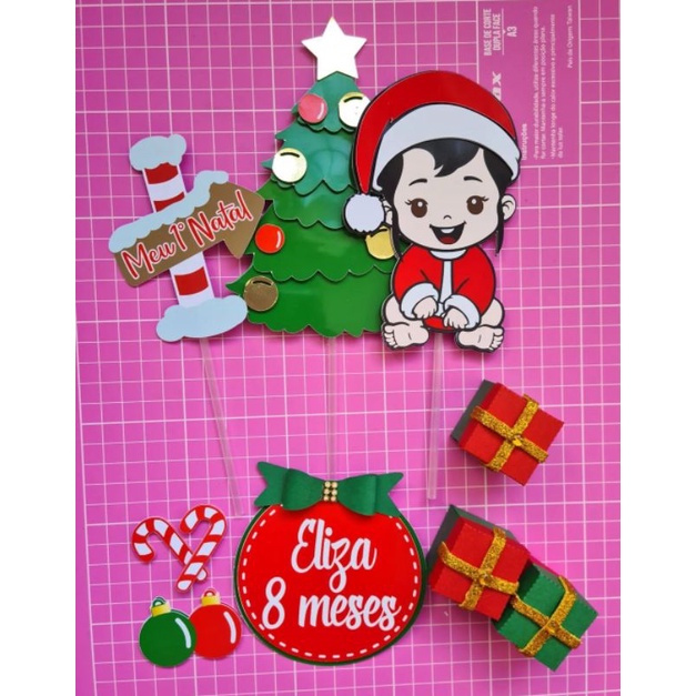 Topper De Bolo Tema Natal Shopee Brasil