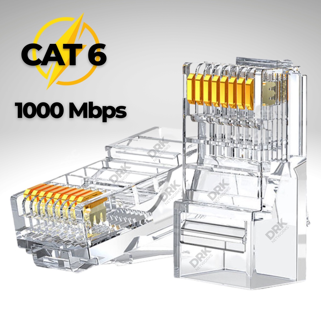 Conector CAT6 RJ45 UTP Conector RJ-45 8P8C Categoria 6 - 500 Conectores ...