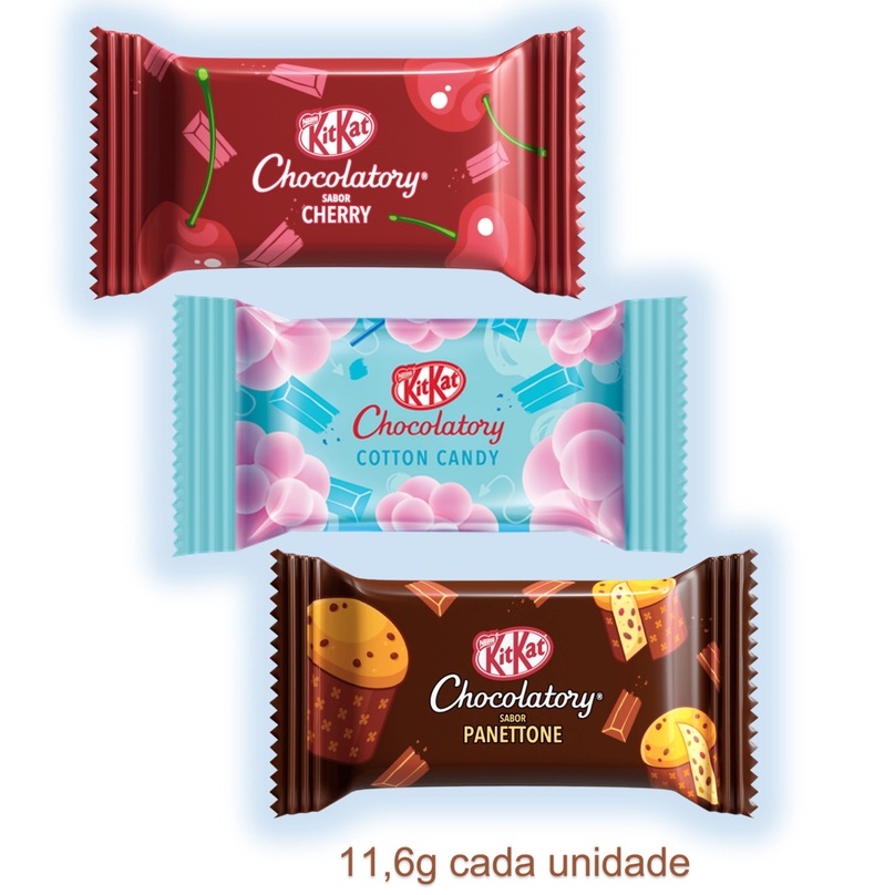 Kit 3 Chocolates Kit Kat Fingers - Panetone Cereja Algodão Doce - 11,6g ...