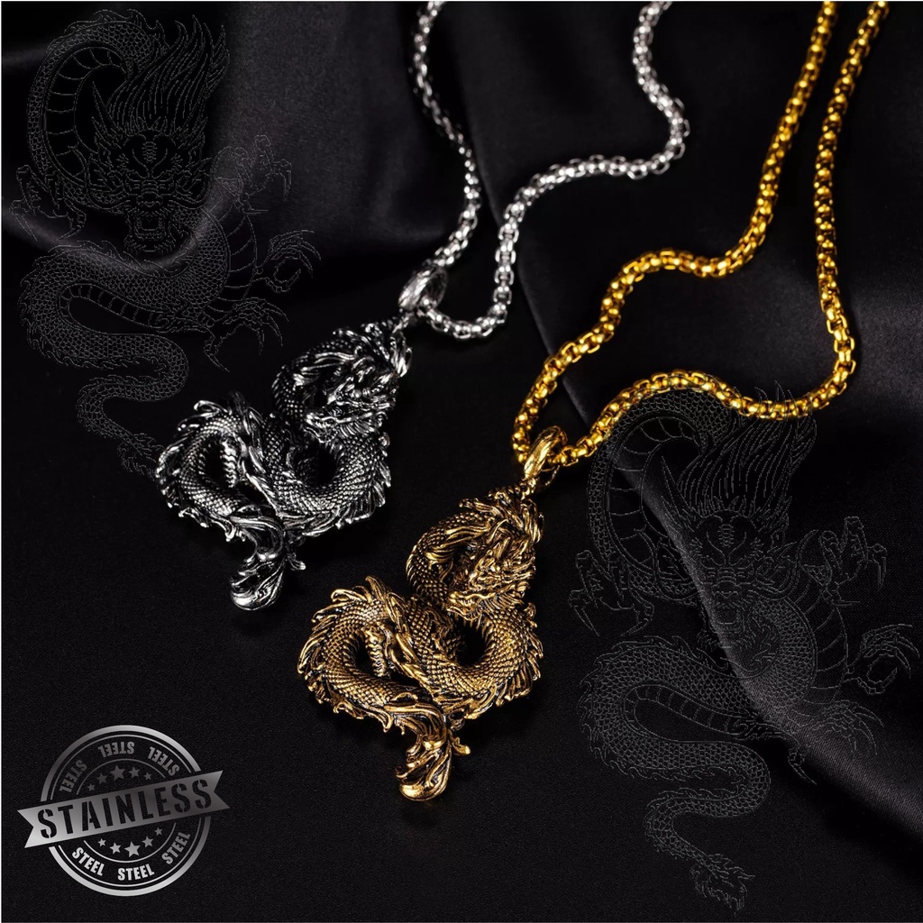 Colar Masculino Feminino Dragão Chinês Japonês Proteção Força Sabedoria ...