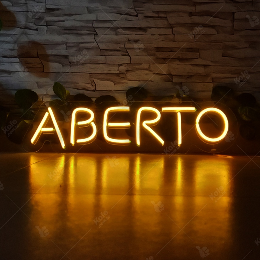 Placa Luminosa Neon Led ABERTO 50cm | Shopee Brasil