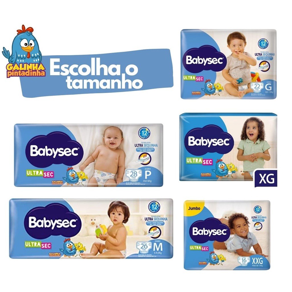 fraldas babysec jumbo P,M,G,XG,XXG | Shopee Brasil