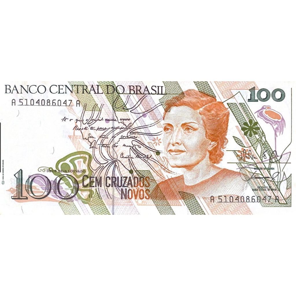 Cedula - Brasil - 100 Cruzados Novos - Cecilia Meireles | Shopee Brasil
