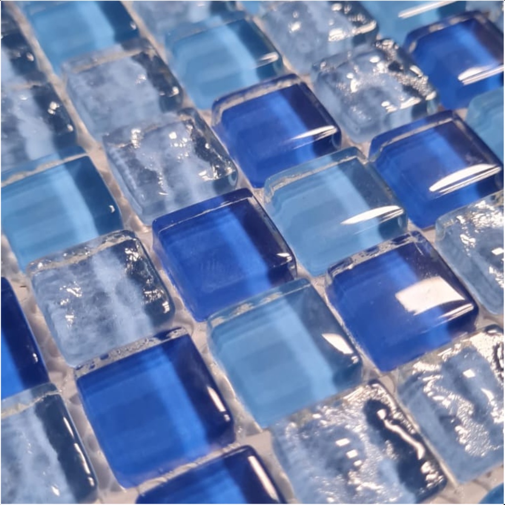 Placa Pastilhas De Vidro Para Piscina Mesclado Safira 30x30cm - La ...