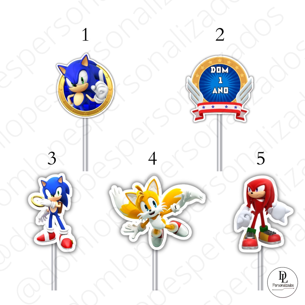 Topo/Topper de Doce Sonic QUALQUER TEMA - 20 e 50 unidades | Shopee Brasil