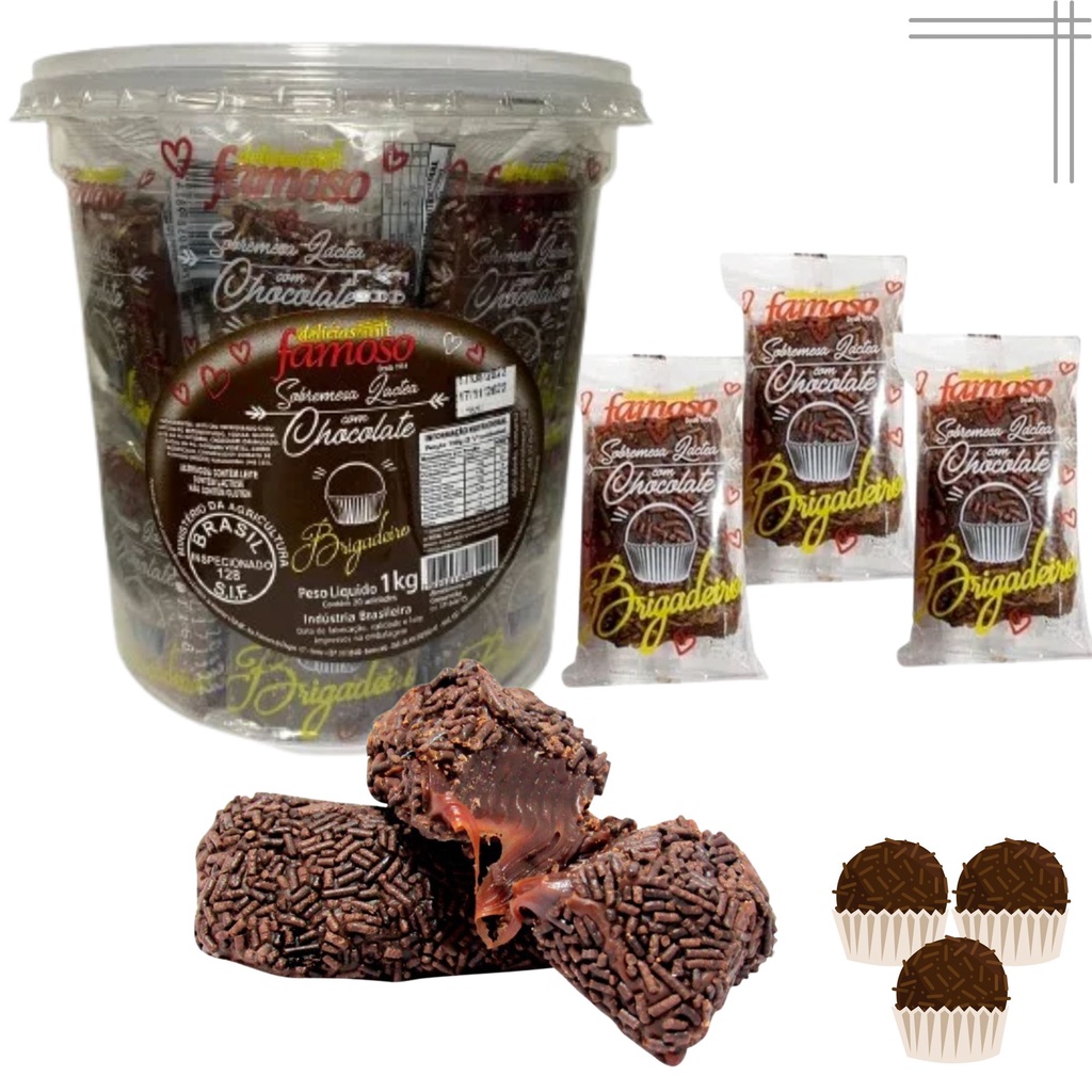 Doce de Brigadeiro Famoso 50g Cada Pote de 1 Kg | Shopee Brasil