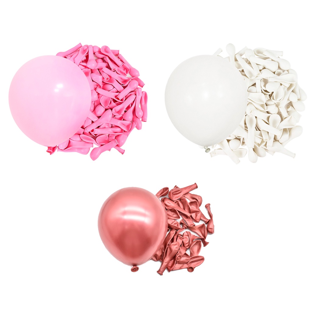 Kit 125 Balões Rosa + Branco + Rose Gold Metalizado - Balão Bexiga Liso ...