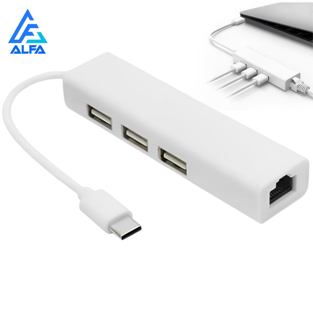 Hub Usb 3.0 Com 3 Portas Tipo C Usb C Entrada Rede Rj45 Notebook ...