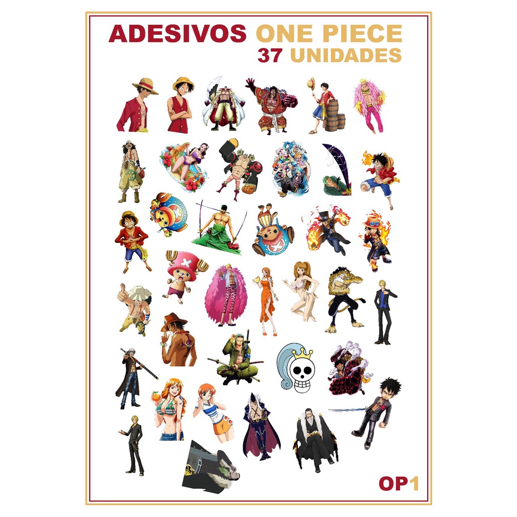 ADESIVOS ONE PIECE OP1 - AUTO COLANTE - PACOTE | Shopee Brasil