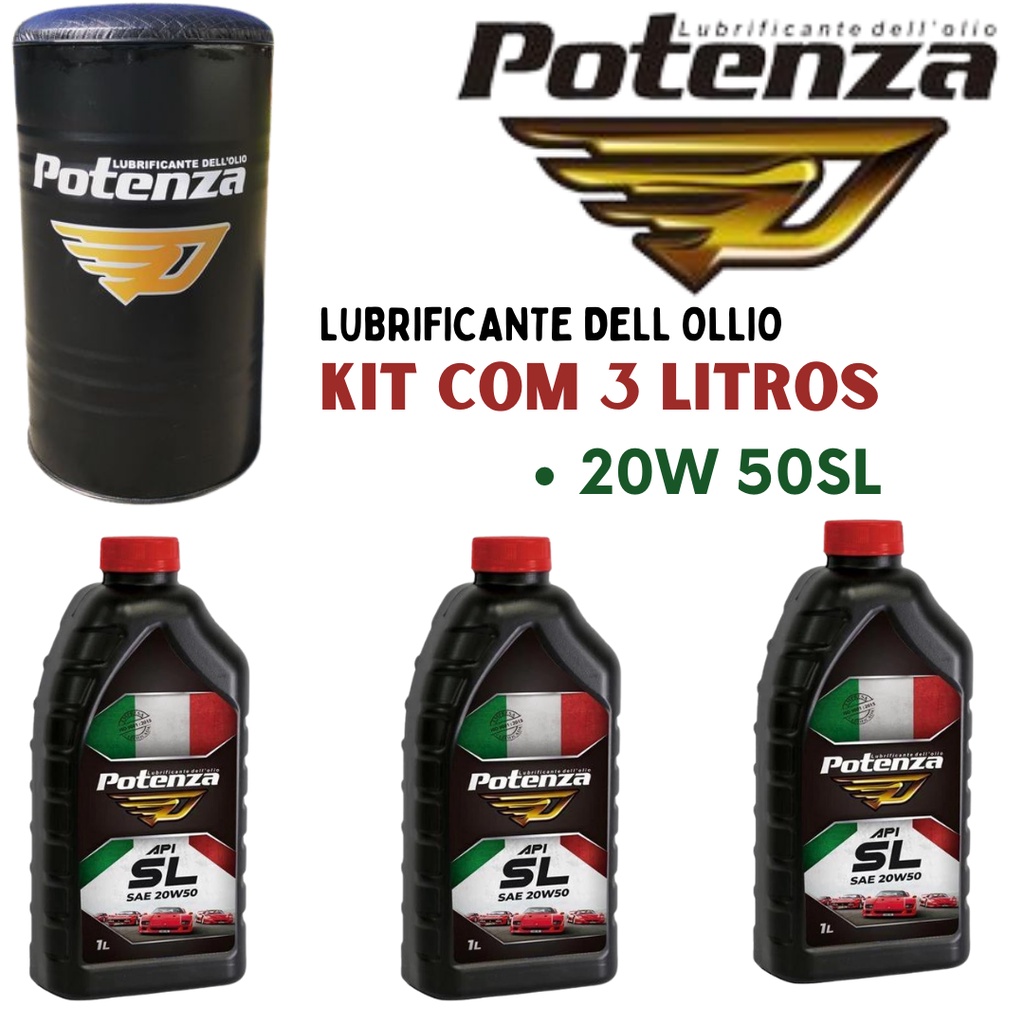 Kit 3 Litros de Óleo Lubrificante Potenza 20W50 API SL - Lubrificante ...