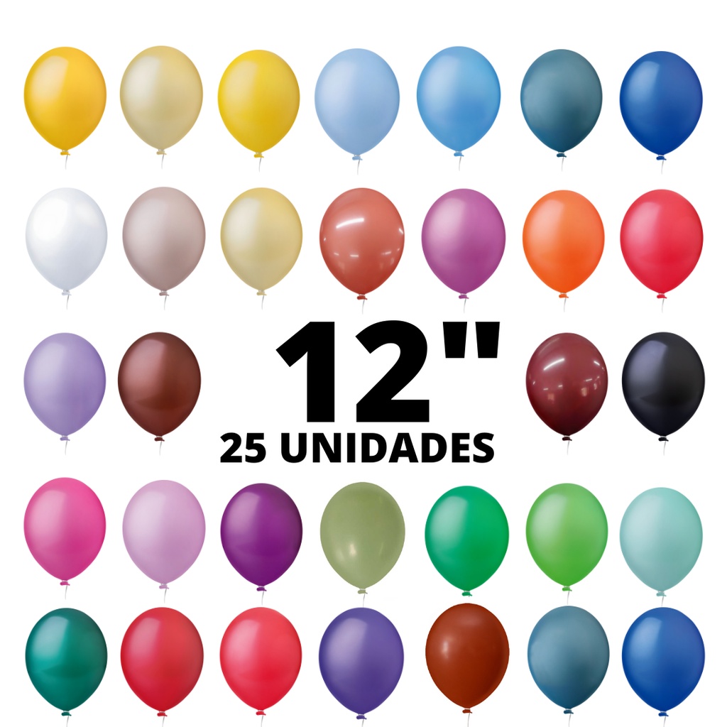 Pacote c/ 25 Balões Bexiga Látex 12 Polegadas | Shopee Brasil