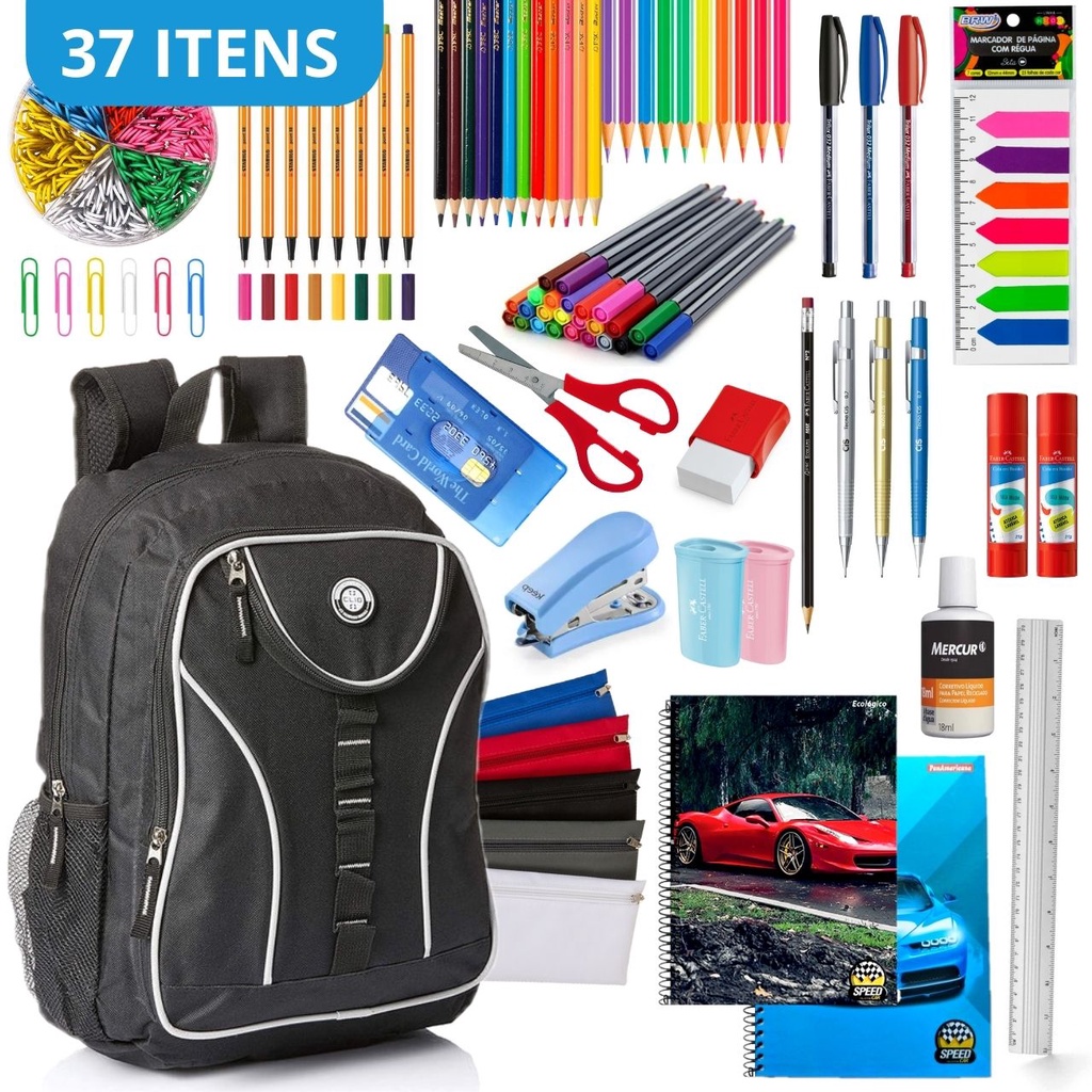 Kit Material Escolar Completo Mochila Escolar Material Estojo Escolar Kit | Shopee Brasil