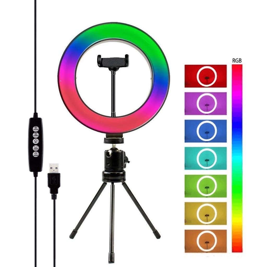 Ring Light de Mesa 6 Polegadas + Tripé De 16 Cm Blogueira Portátil Luminária De Led - Melhora o ...