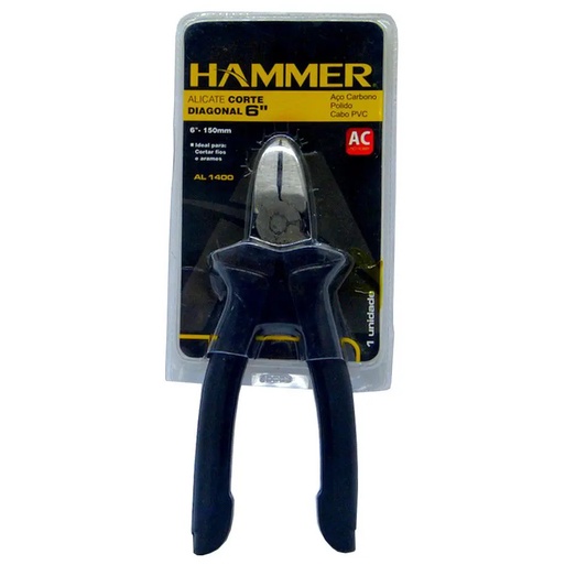 ALICATE DE CORTE DIAGONAL 6 POLEGADAS Profissional HAMMER | Shopee Brasil