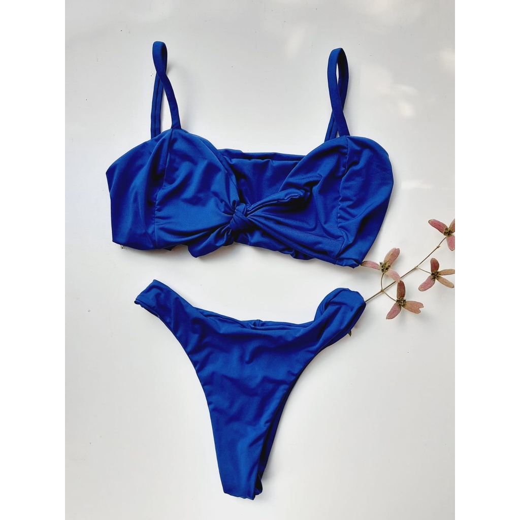 Biquini Tendencia De Amarrar Com Calcinha Asa Delta Azul Royal Shopee