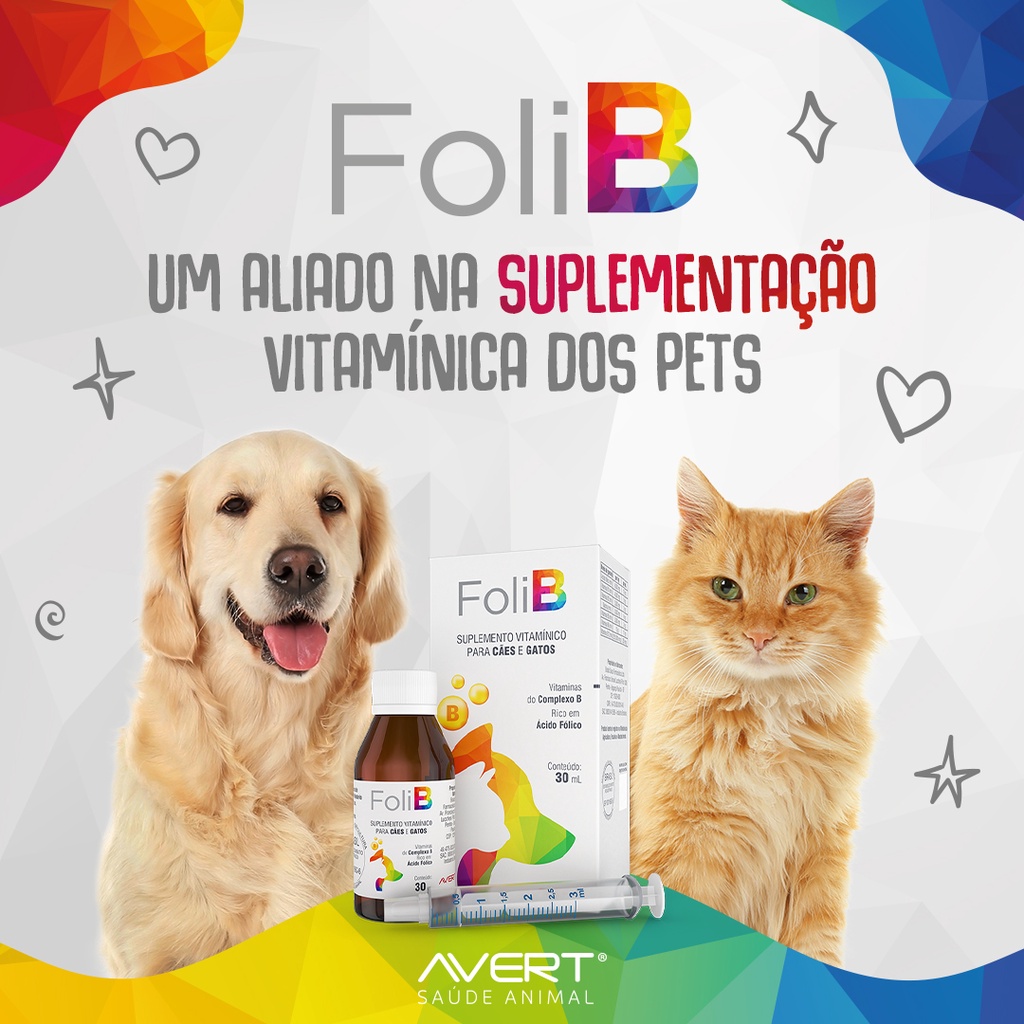 FOLI B 30mL - AVERT (SUPLEMENTO VITAMÍNICO PARA CÃES E GATOS - COMPLEXO ...