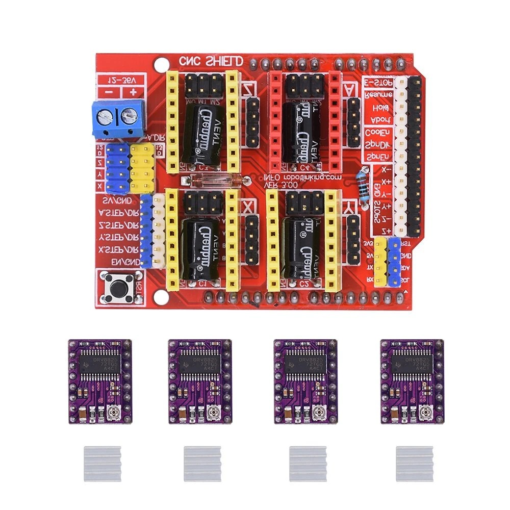 Kit Cnc Shield V3 + 4 Driver 8825 Com Dissipador | Shopee Brasil