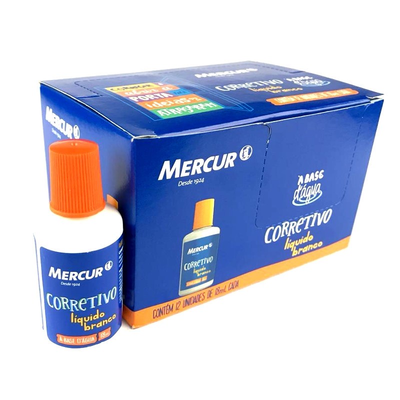 Corretivo Líquido 18ml Mercur Caixa com 12 Unidades | Shopee Brasil