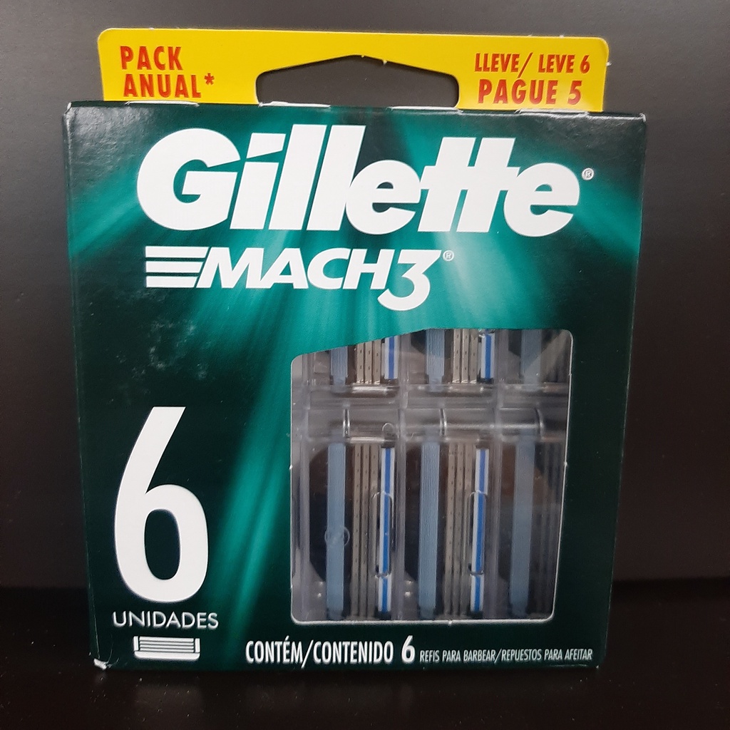 Gillette Mach 3 Refil De Lâminas Contém 6 unidades | Shopee Brasil