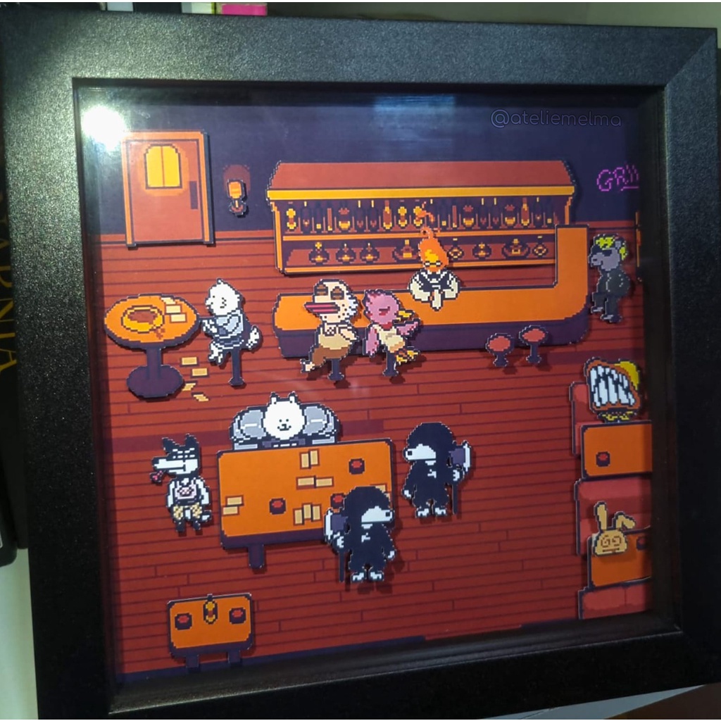 QUADRO DIORAMA 3D GRILLBY'S BAR UNDERTALE 20X20cm | Shopee Brasil