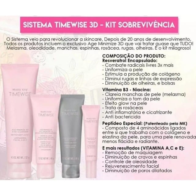 kit Timewise 3D Mary kay Skincare cuidados com a pele | Shopee Brasil