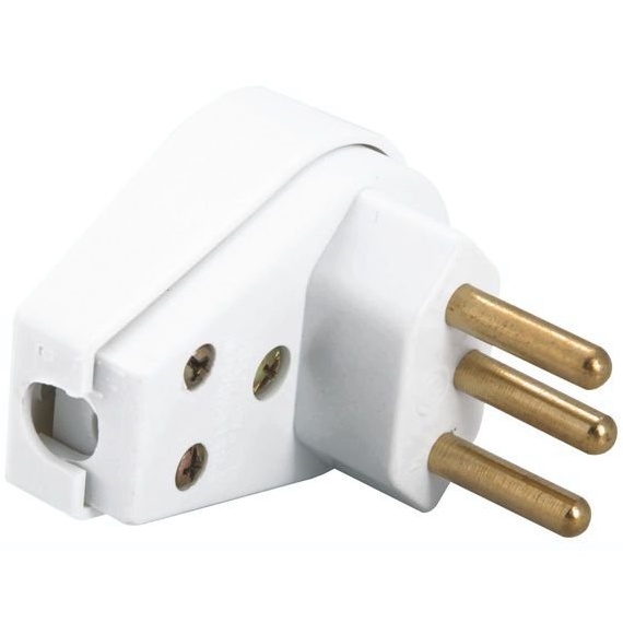 Plugue Tramontina Angular Macho 2P+T 250V Branco | Shopee Brasil