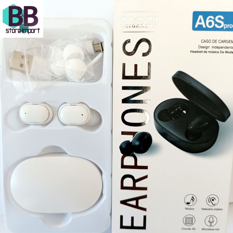 fone de ouvido sem fio bluetooth A6S pro com microfone circuito 3d | Shopee Brasil