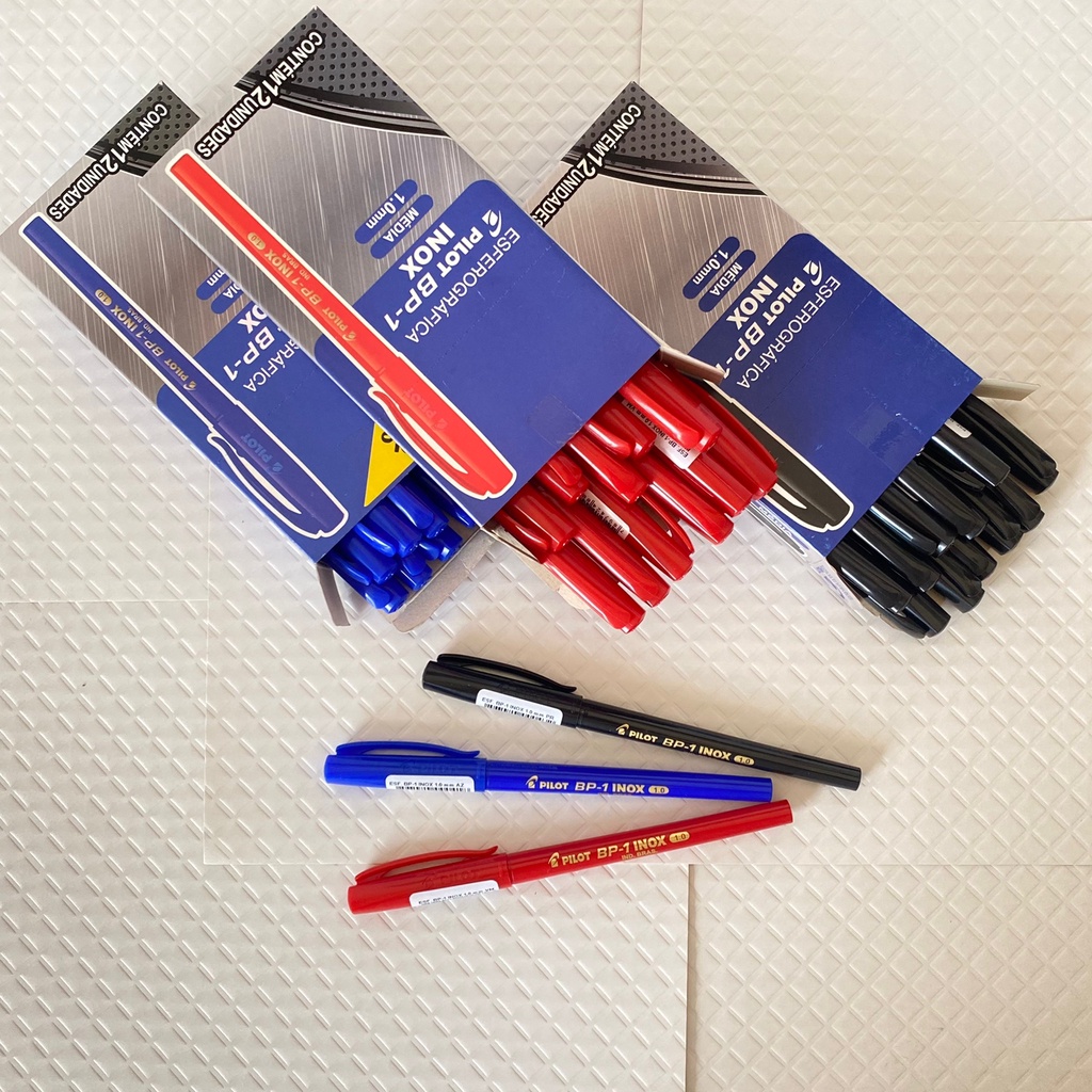 12 Caneta Esferográfica BP-1 Inox PILOT | Shopee Brasil