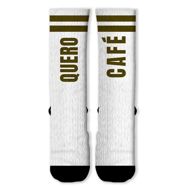 Meias Divertidas Fun Unissex Cano Médio Frases Divertidas Quero Café ...
