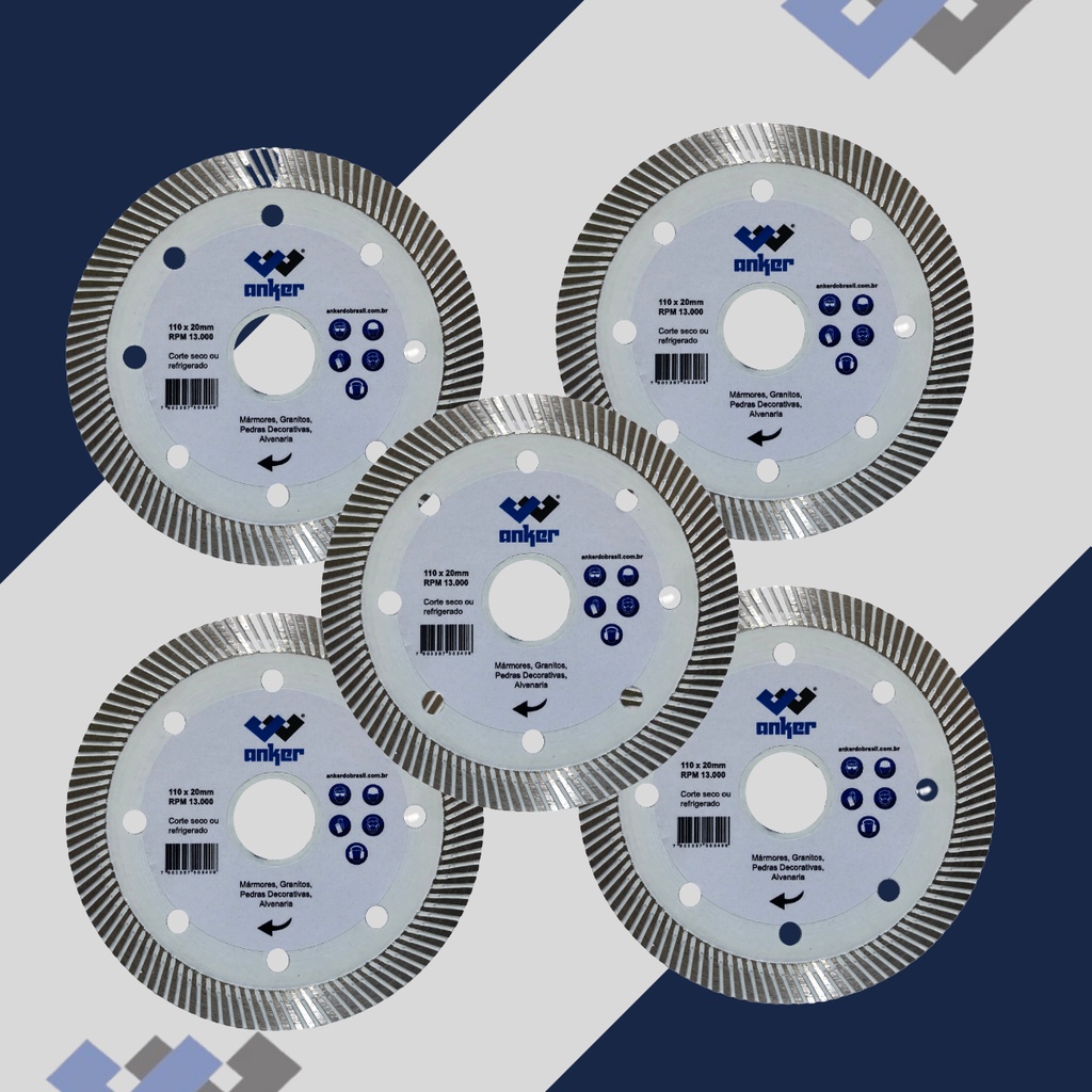 Kit 5 Disco Diamantado P/ Cortar Porcelanato Ultra Fino Corte Acabamento Perfeito Exelente ...
