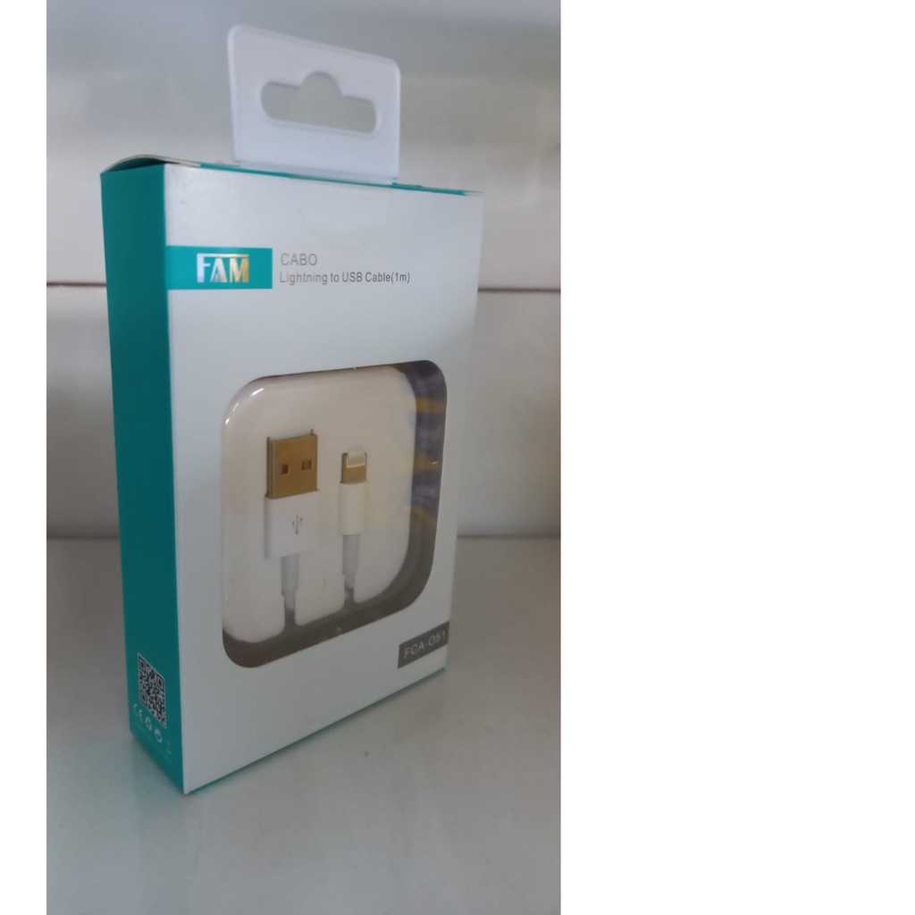 Cabo Lightning USB FAM 1m homologado anatel | Shopee Brasil