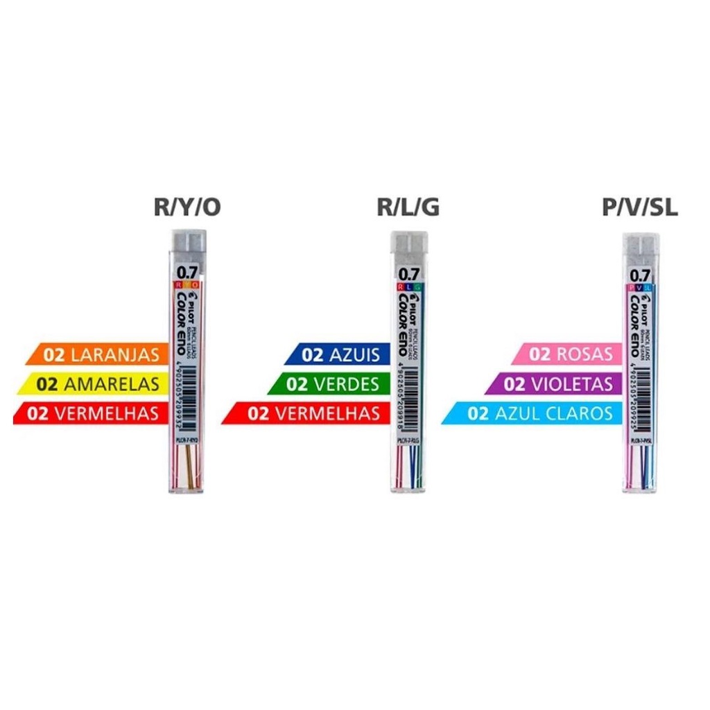 Grafite 0.7 mm Color Eno (Colorido) RLG, RYO e PVSL - Pilot / Grafite ...