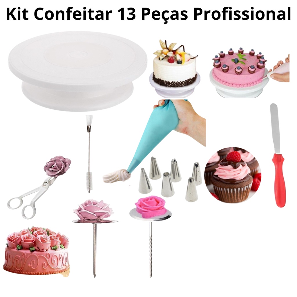 Kit de Confeitar Profissional Bailarina Prato Giratório + Bicos de ...