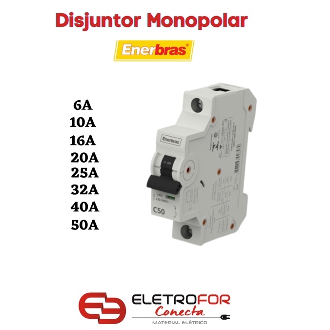 Disjuntor Enerbras Curva C Termomagnéticos Monopolar/Unipolar | Shopee Brasil