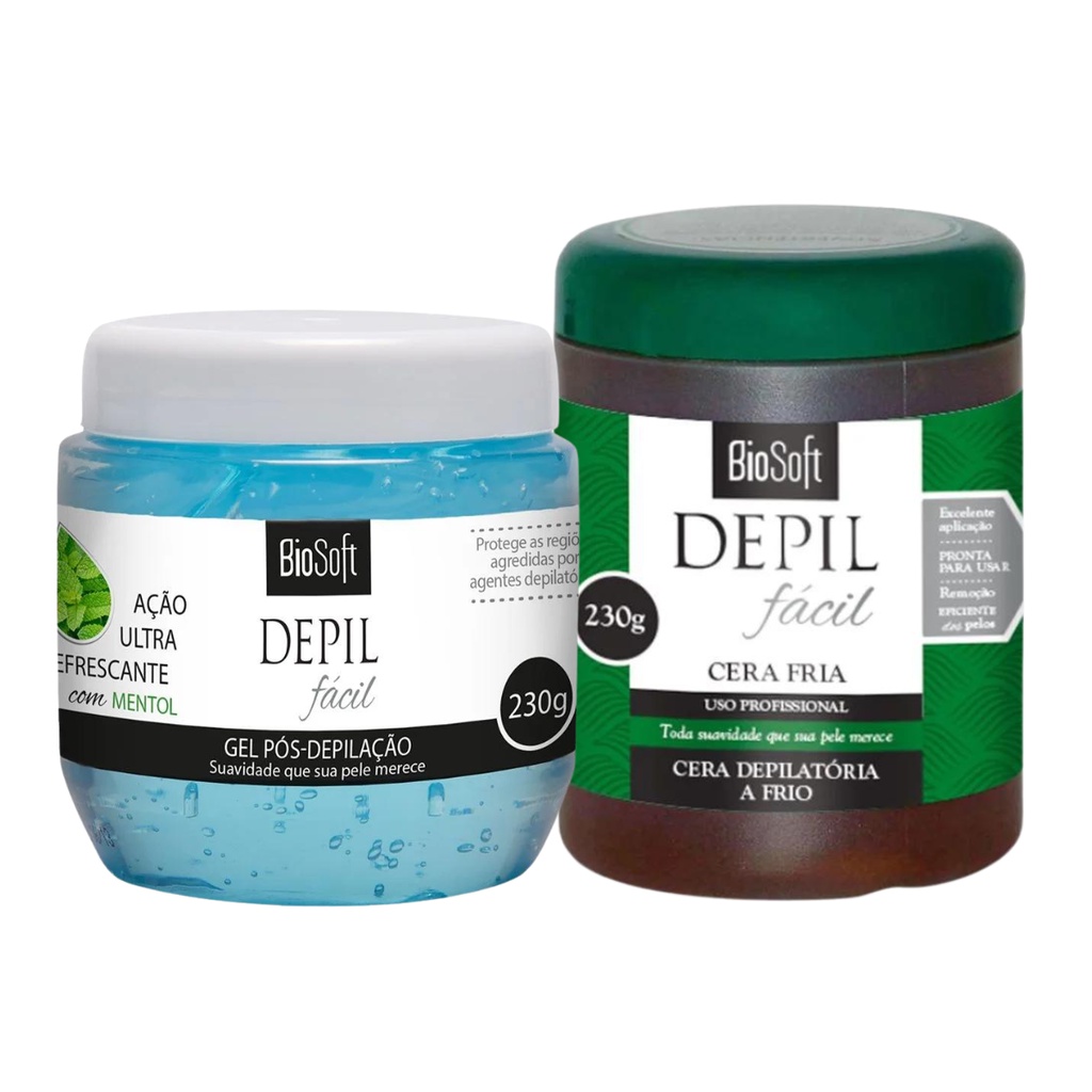 CERA FRIA DEPIL FÁCIL + GEL DEPIL FÁCIL PÓS-DEPILAÇÃO 230G BIOSOFT ...