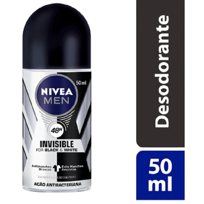 Desodorante Roll On Nivea Men Black & White Invisible 50ml | Shopee Brasil