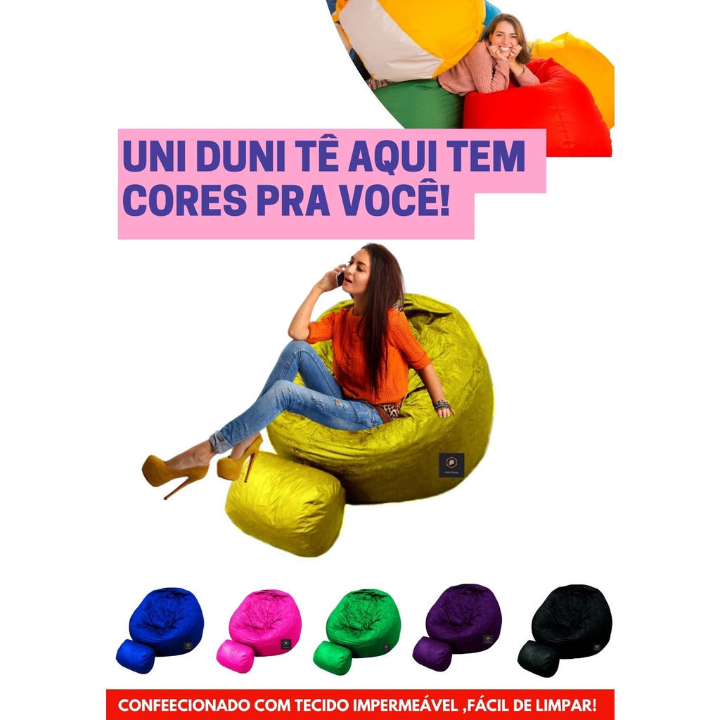 Puff Maça de Chão para Sentar Couro Sintético + Apoio de Pés Fácil ...