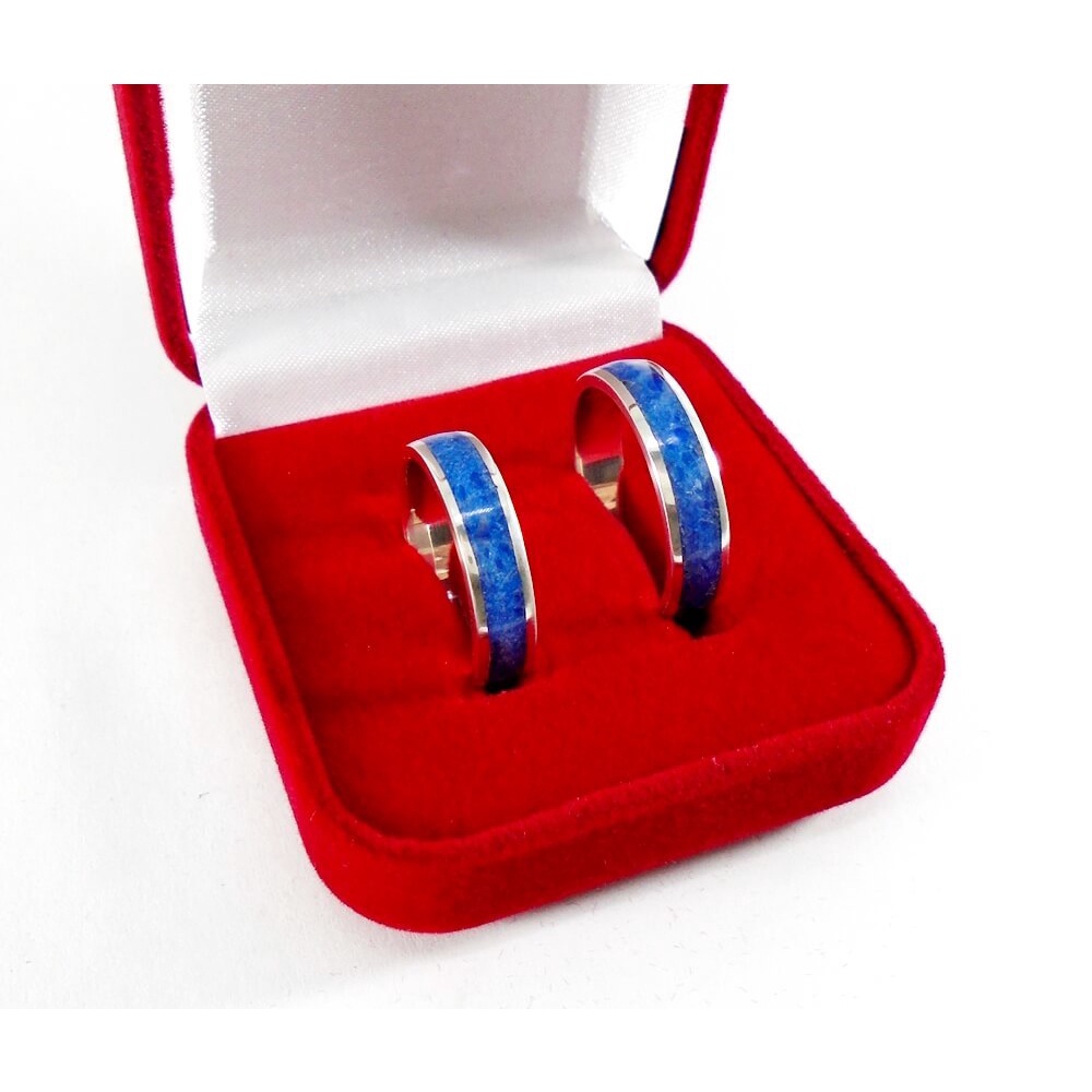 Par de aliança de prata com Lapis Lazule namoro casamento 5 mm | Shopee ...