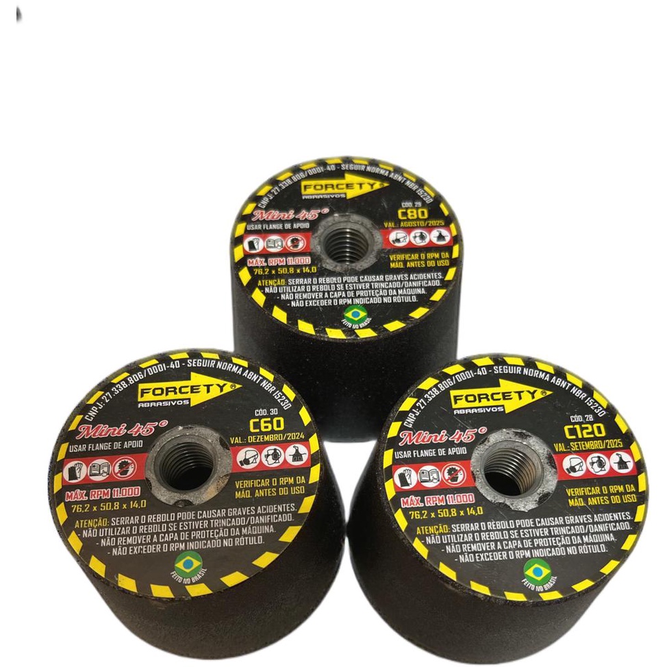 Kit 3 Rebolo Cônico 3 Polegadas Grãos 60/80/120 Acabamento Porcelanato ...