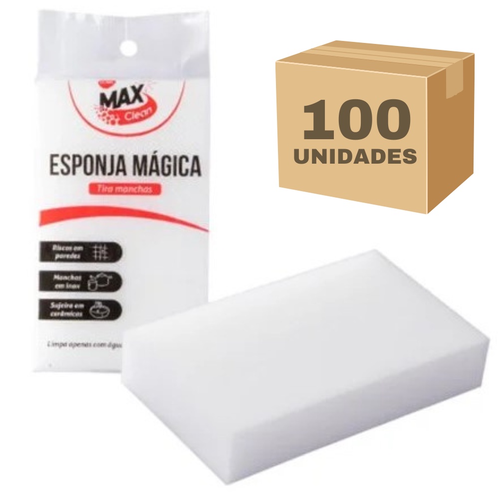 Kit 100 Esponja Mágica Branca Tira Manchas Max Clean Clink | Shopee Brasil