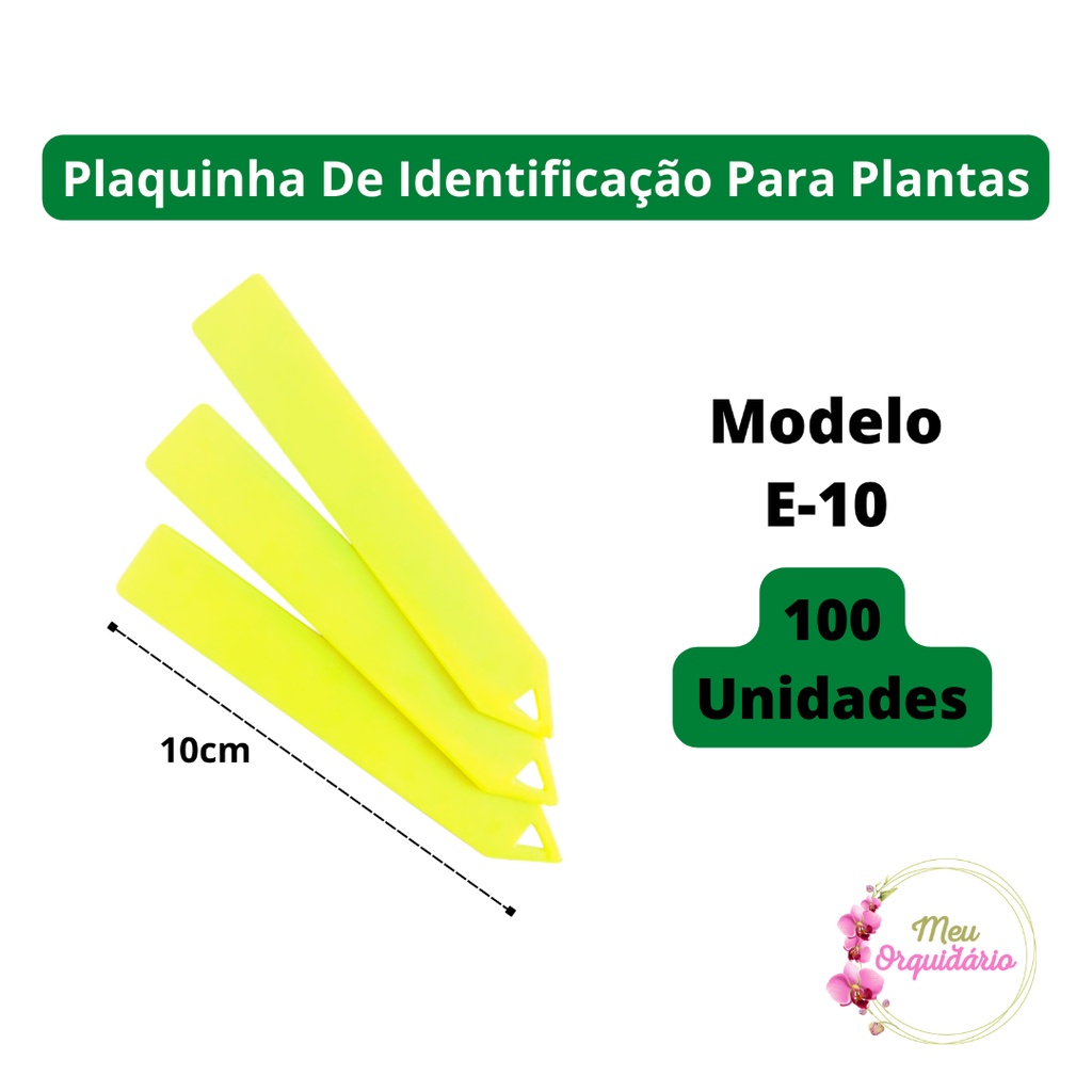 Plaquinha De Identificação De Plantas E-10 Amarela (10cm De Altura) 100 ...