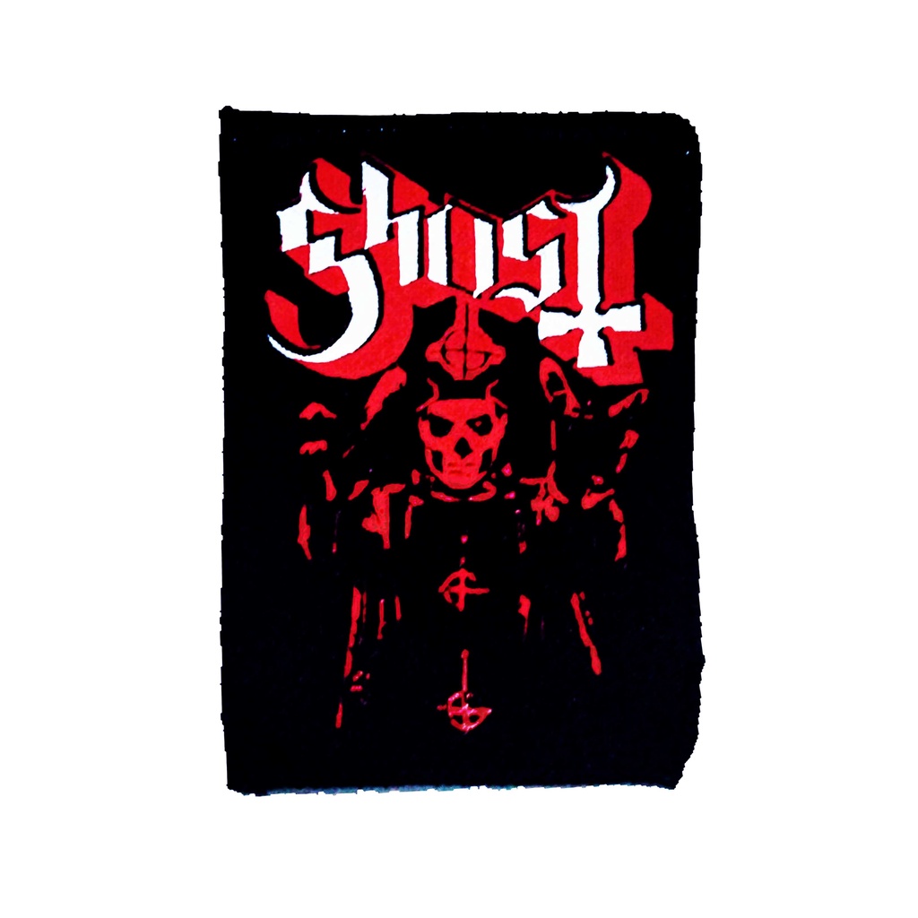Ghost patch "vermelho e branco" unidade - Heavy Metal, Hard Rock, Glam; serigrafia | Shopee Brasil