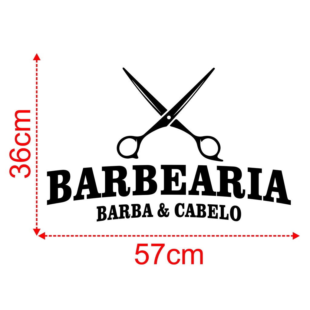 Adesivo (36x57cm) Barbearia Barber Shop Pente Tesoura Barba BARB ...